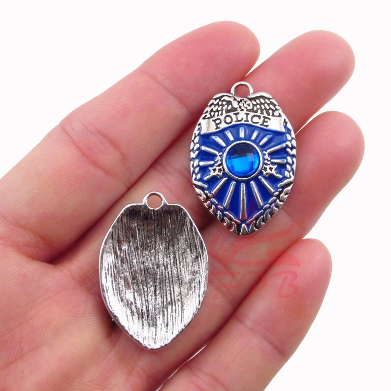 1 Police Badge Charms 30mm Wholesale Blue Shield Enamel and - Etsy
