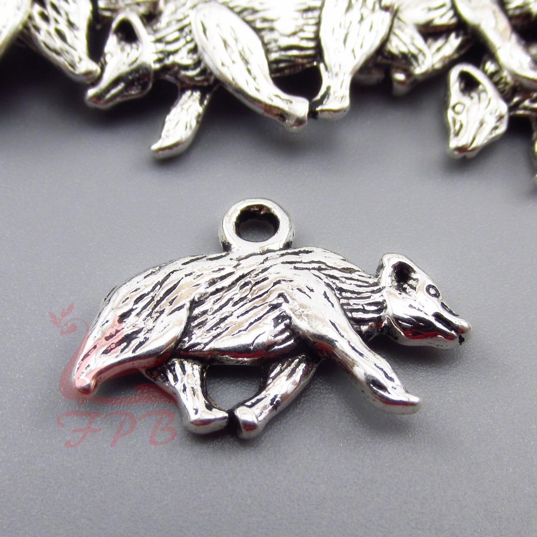 10 Badger Charms 21mm Antiqued Silver Plated Pendants SC0010981 - Etsy ...