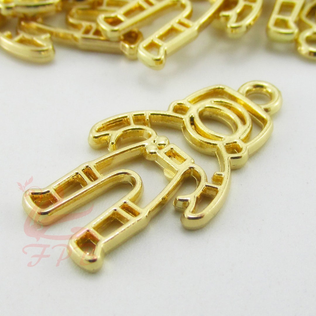 2 Astronaut Charms 27mm Wholesale Gold Plated Space Spaceman Pendants ...