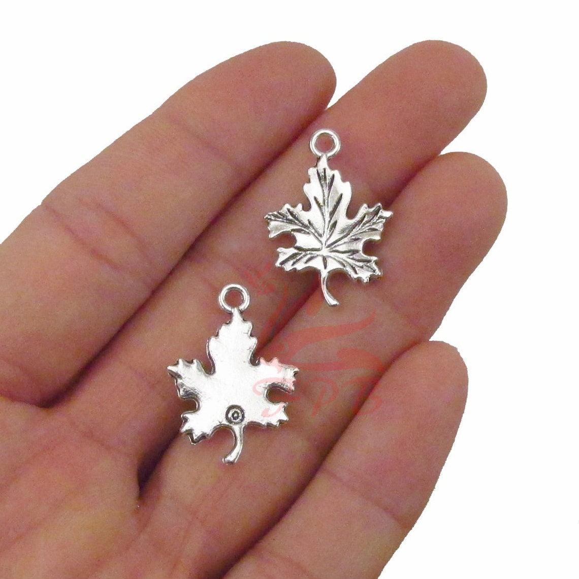 10 Maple Leaf Charms 26mm Wholesale Antiqued Silver Plated Autumn ...