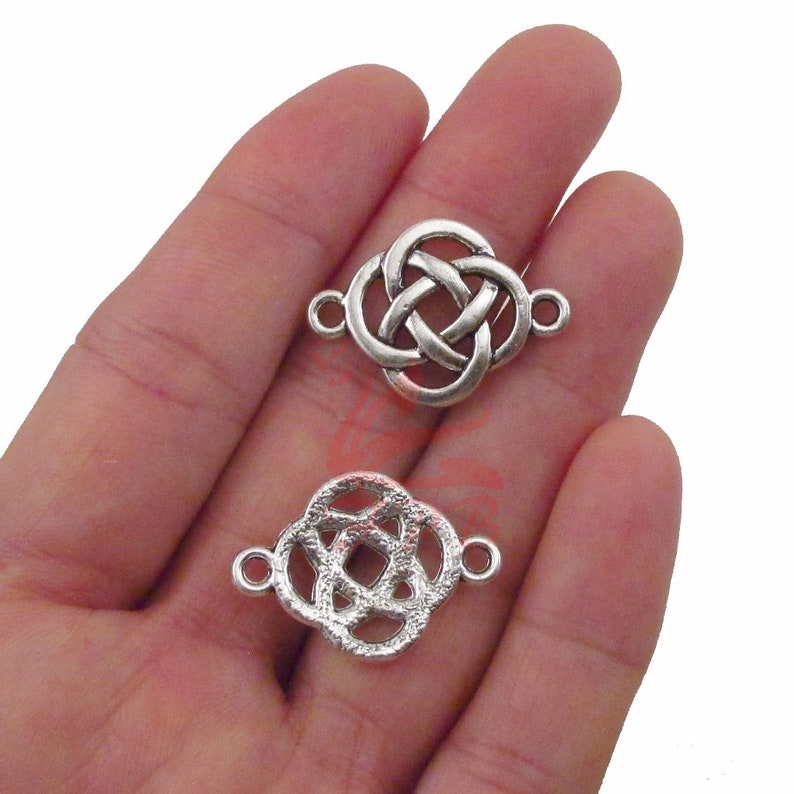 5 Celtic Knot Charms 25mm Wholesale Antiqued Silver Plated Connector ...