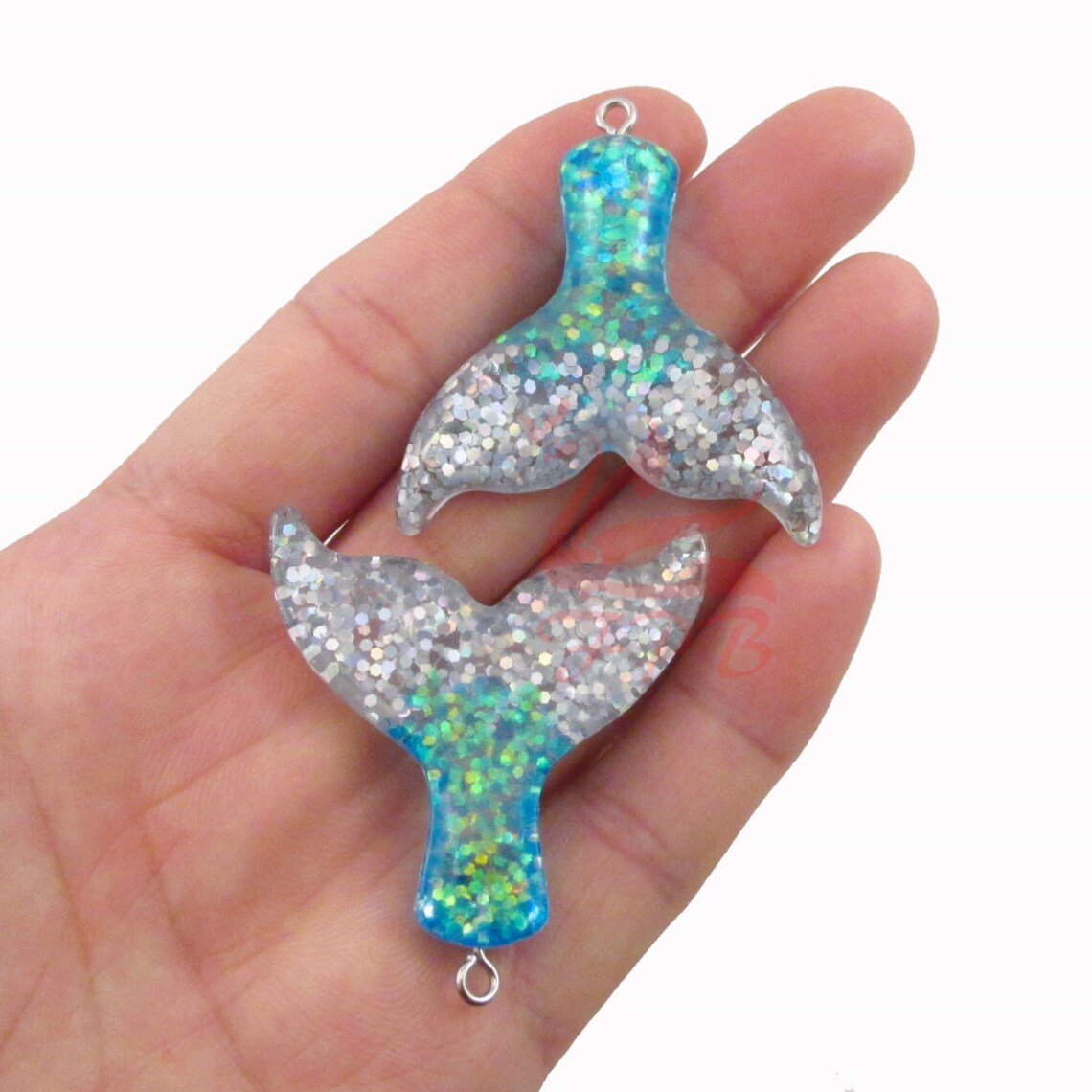 1 Mermaid Tail Pendant 41mm Wholesale Turquoise Glitter Resin - Etsy