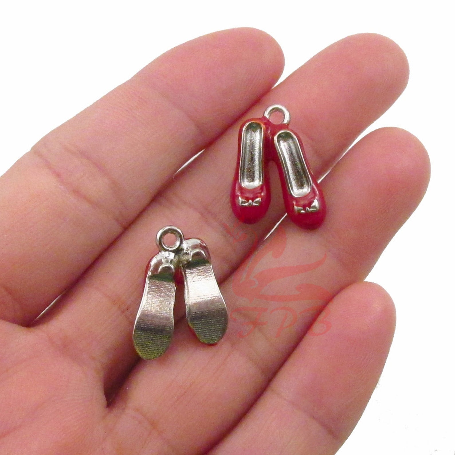 2 Red Ruby Slippers Charms 19mm Silver Plated Wizard of Oz | Etsy