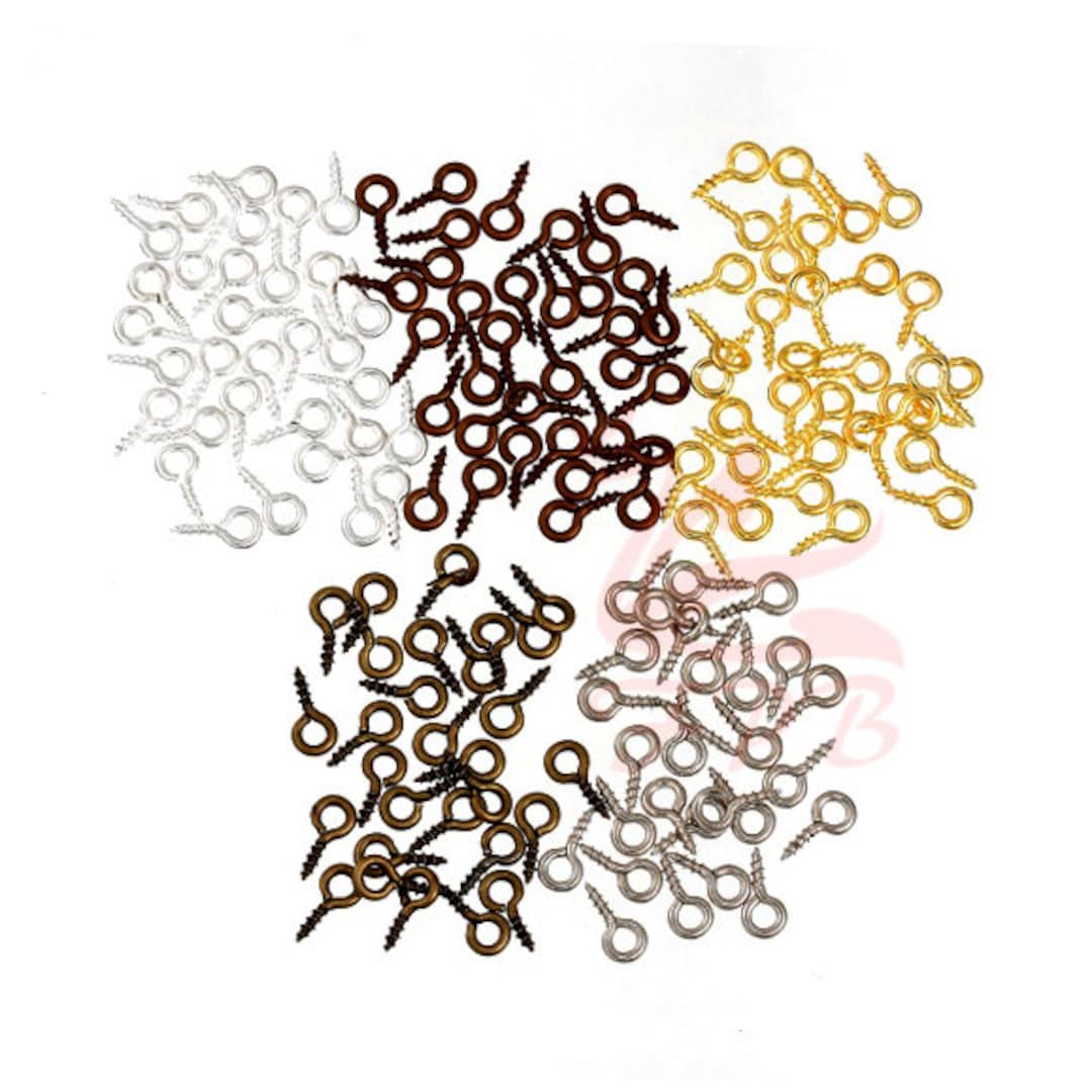200 Screw Eyes Hooks for Jewelry Making Gold Silver Copper Bronze ...