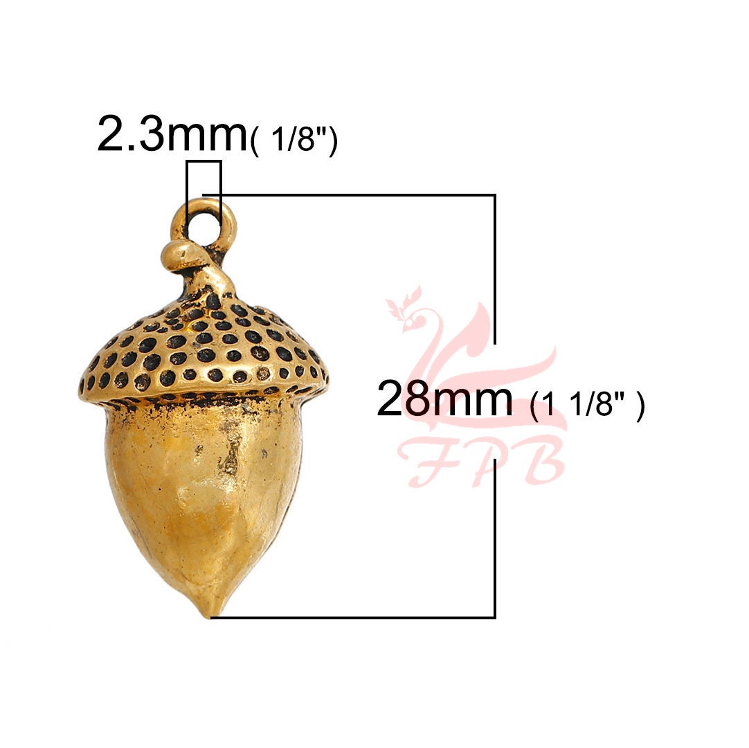 1 Acorn Charm 28mm Wholesale Antiqued Silver Large Autumn - Etsy