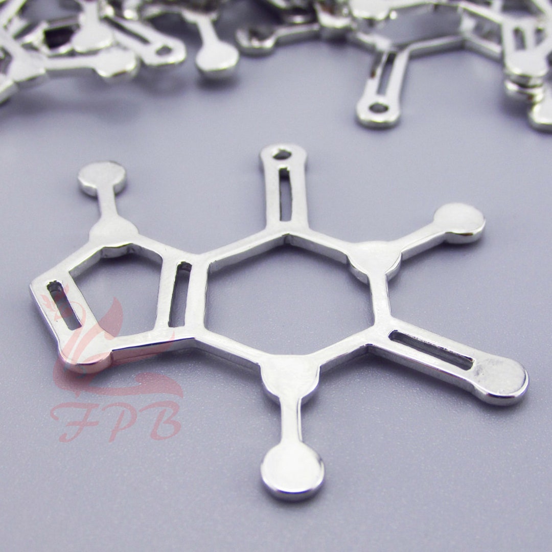 2 Caffeine Charms 41mm Wholesale Chemistry Molecule Science Pendants ...