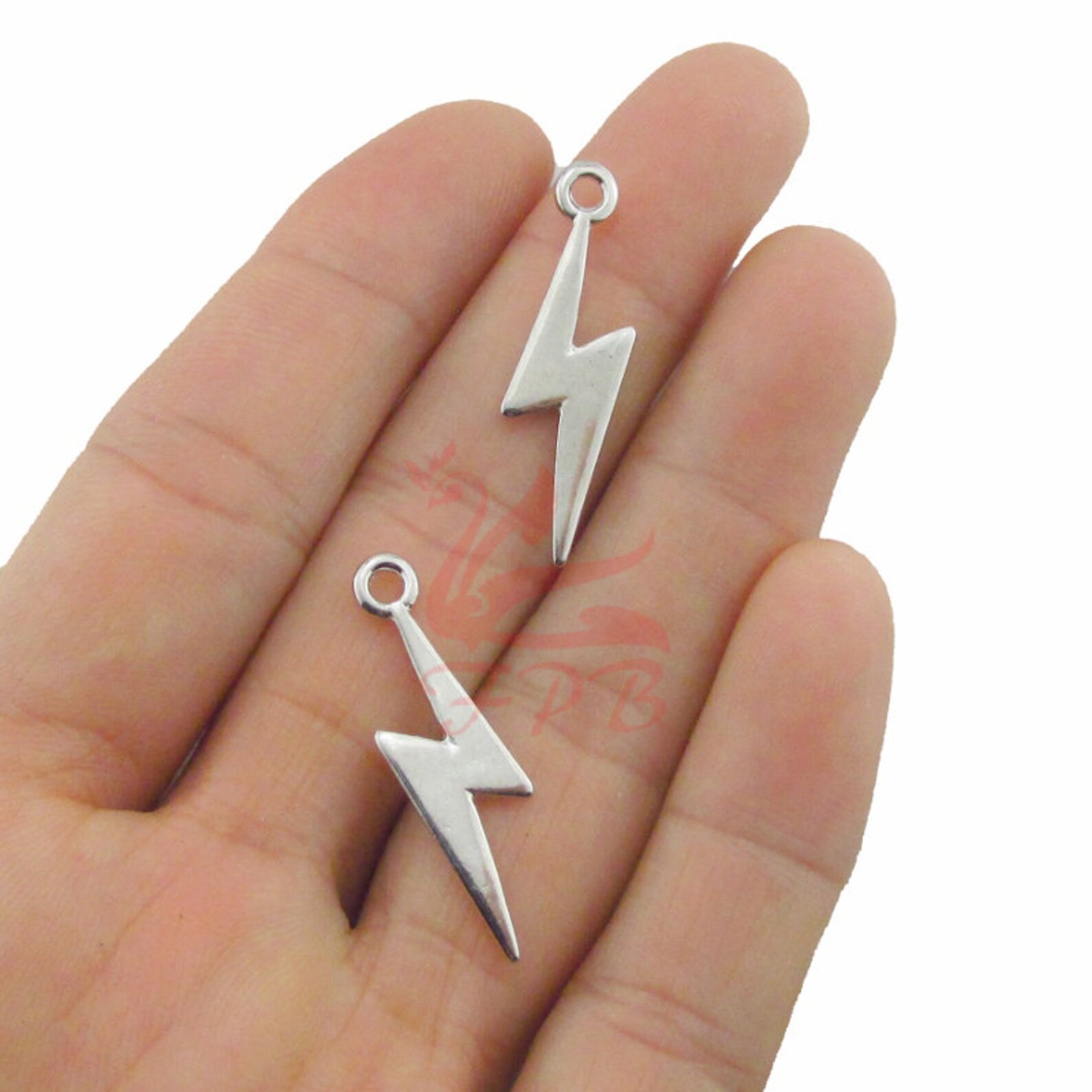10 Lightning Bolt Charms 29mm Antiqued Silver Plated Pendants SC0081072 ...