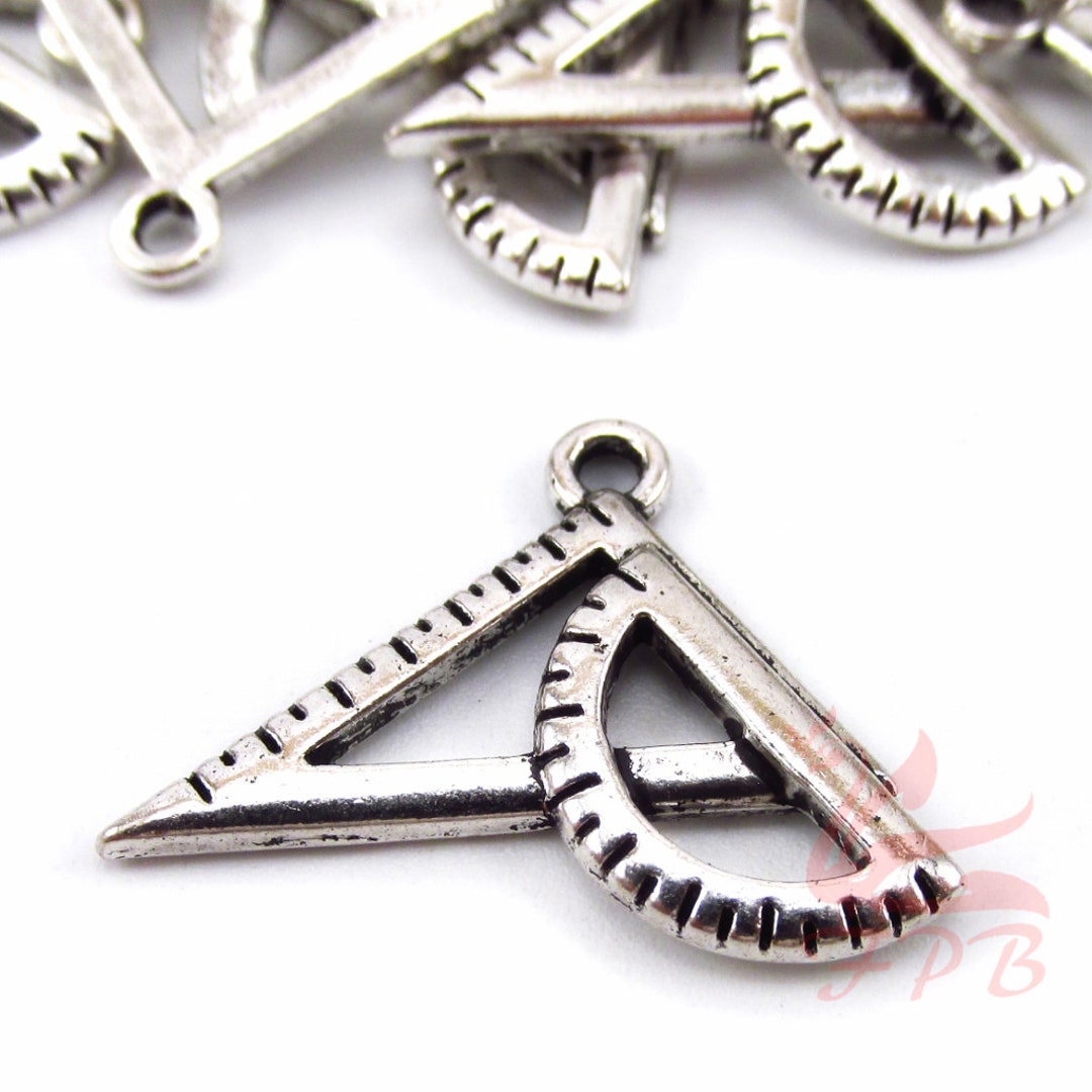 10 Protractor Charms 16mm Wholesale Antiqued Silver Plated Math ...