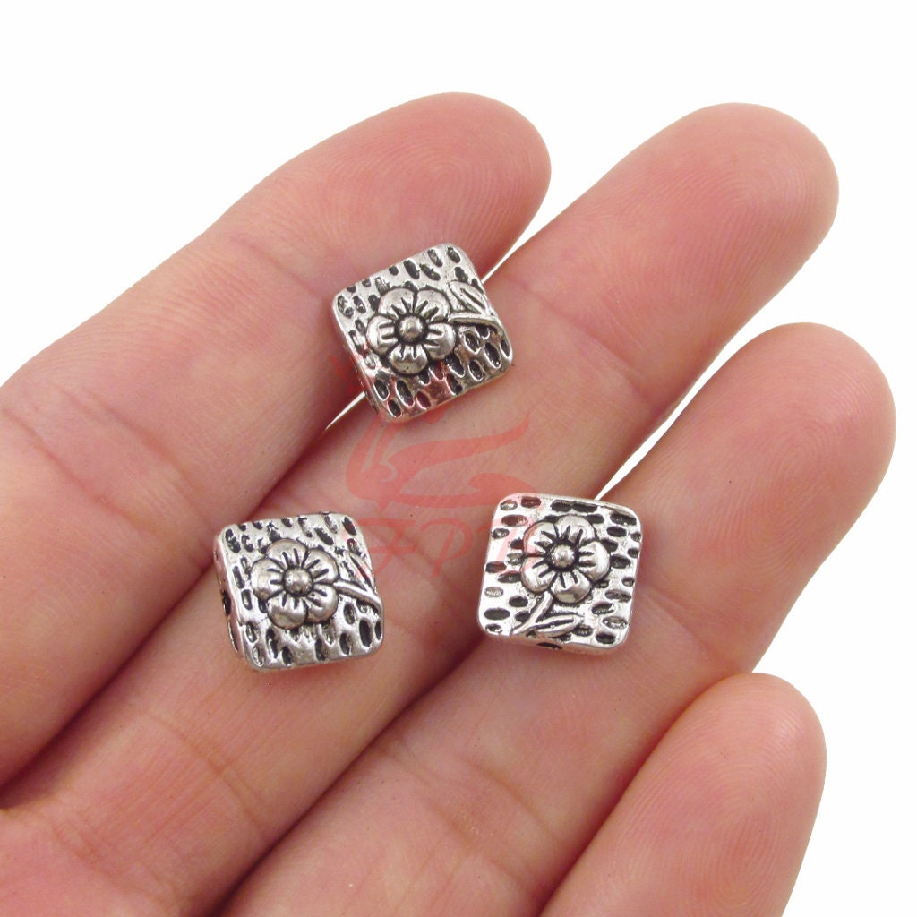 10 Flower Spacer Beads 10mm Wholesale Antiqued Silver Plated - Etsy
