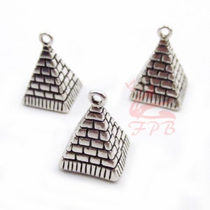2 Egyptian Pyramids of Giza Charms 20mm Antiqued Silver Plated Pendants ...