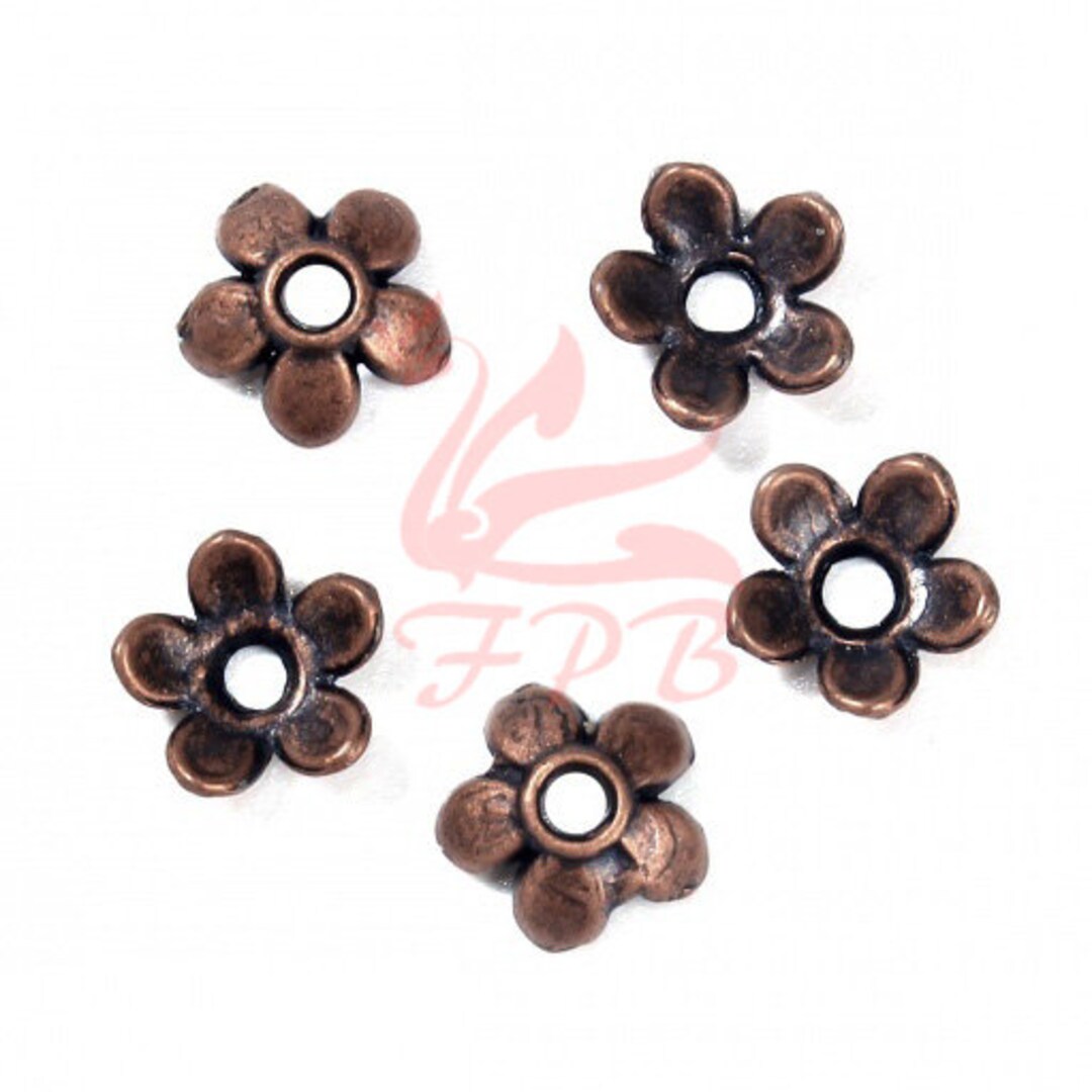 50 Flower Copper Bead Caps 6mm Antiqued Copper Caps for 6mm or 8mm ...