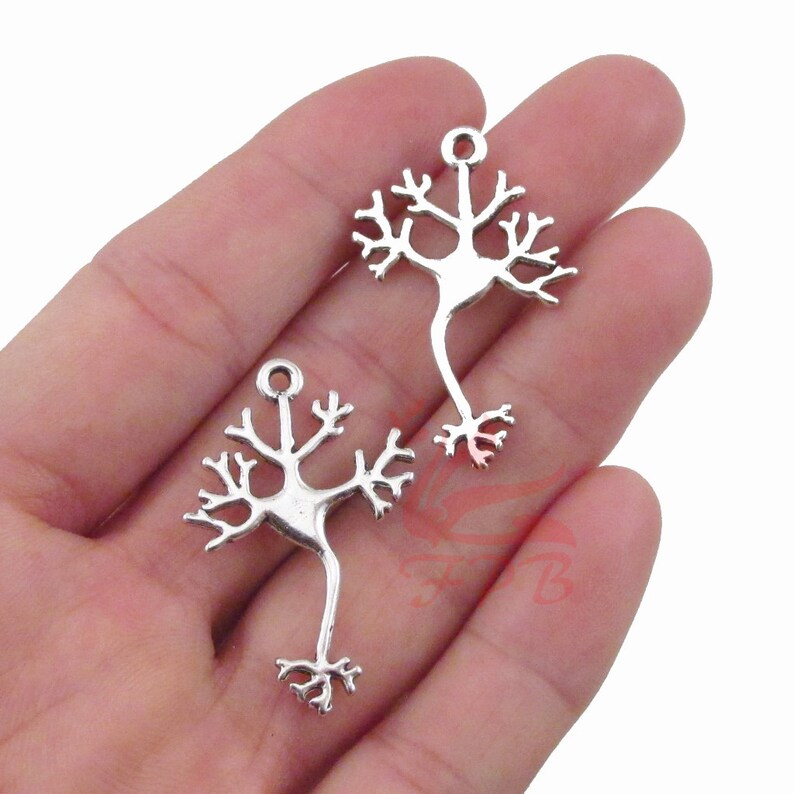5 Neuron Charms 33mm Wholesale Gold Plated Nerve Cell Pendants ...