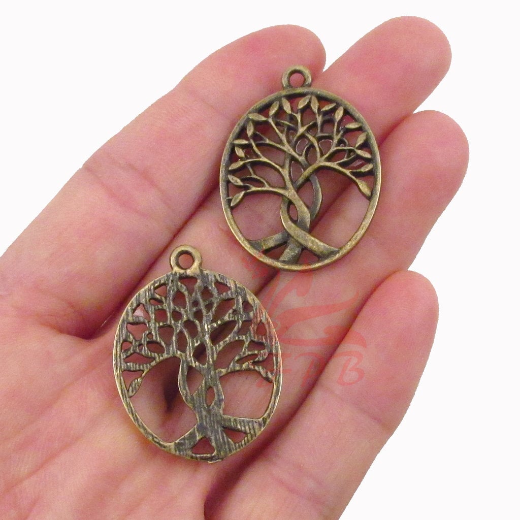 2 Tree of Life Charms 31mm Silver Plated Tree Pendant for | Etsy