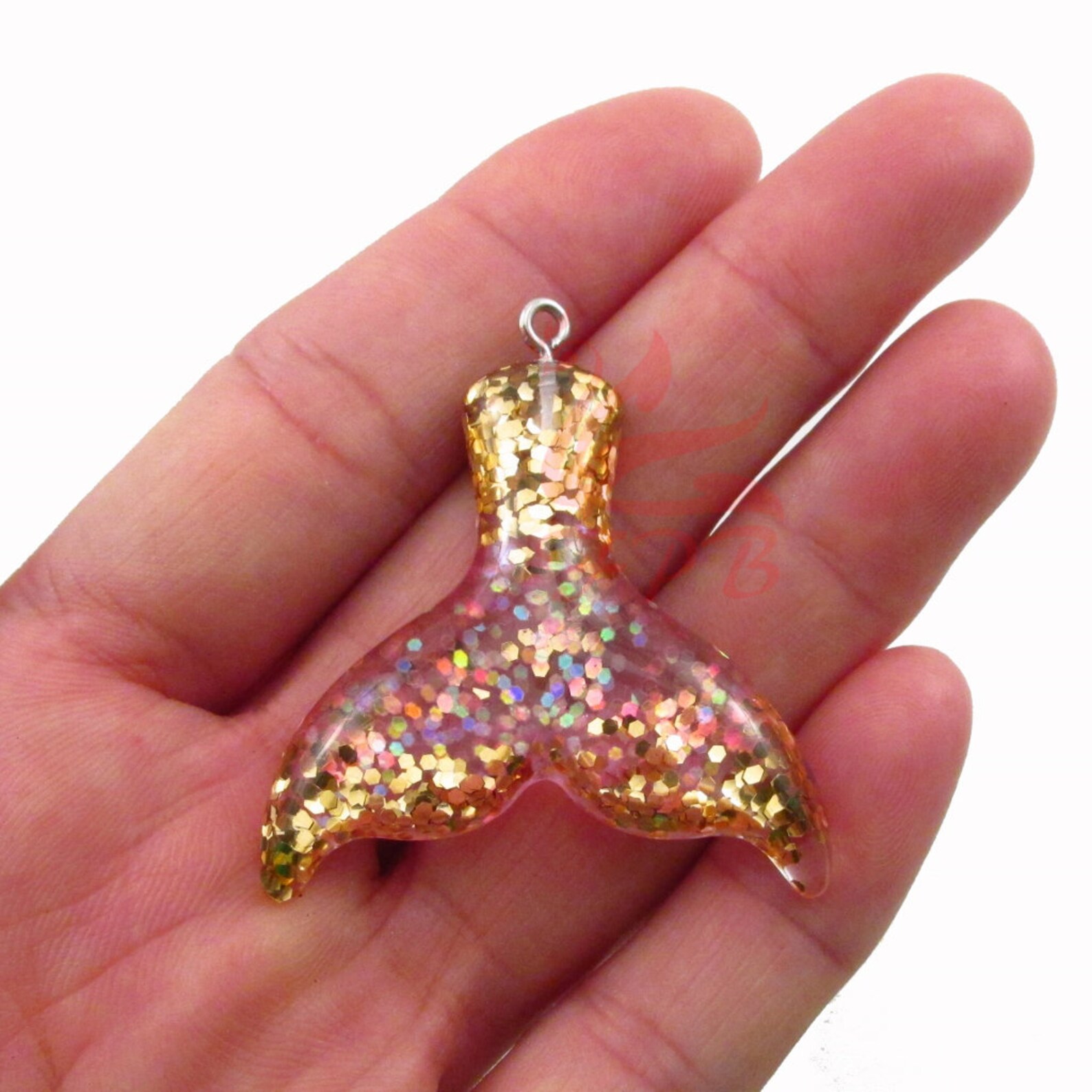 1 Mermaid Tail Pendant 41mm Wholesale Turquoise Glitter Resin - Etsy