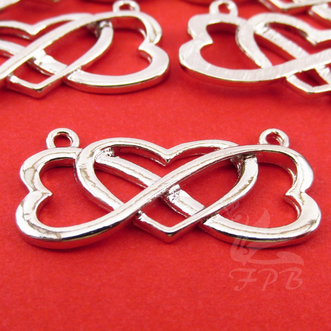 1 Infinity Heart Charm 30mm Wholesale Silver Plated Infinite Love ...