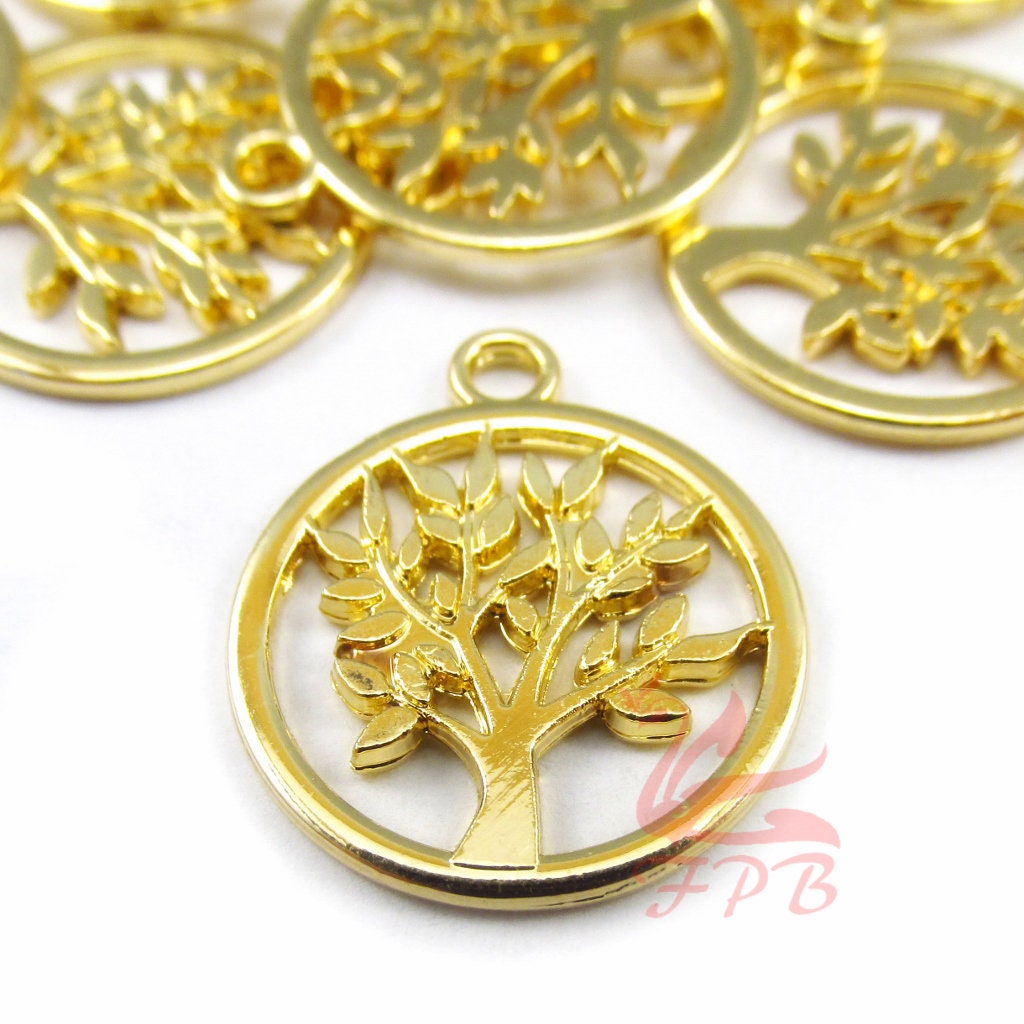 2 Tree of Life Charms 20mm Wholesale Gold Plated Tree Pendants - Etsy