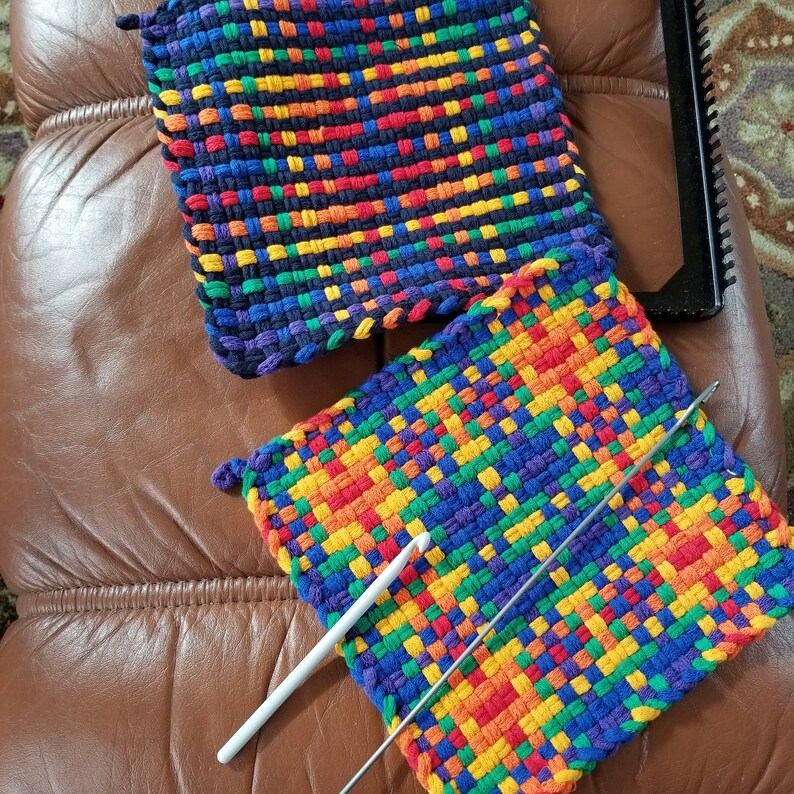 Hand woven pot holders artistically designed to utilise the | Etsy