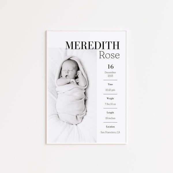 Birth Stats Poster - Etsy