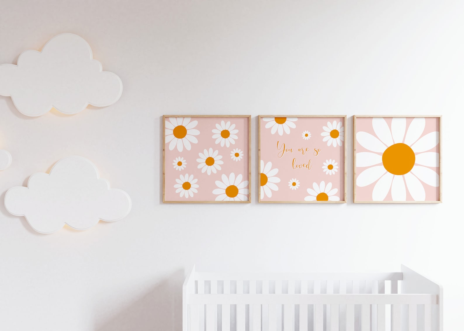 Set of 6 Pink Daisy Wall Print, Daisy Nursery Decor, Baby Registry Idea ...