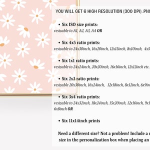 Set of 6 Nursery Prints, Custom Name Nursery, Daisy Wall Art, Pink ...