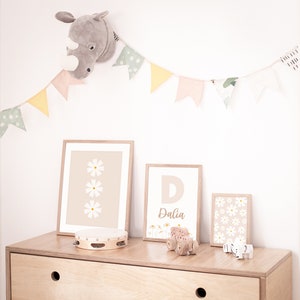 Set of 3 Prints, Custom Name Daisy Nursery Decor, Daisy Art, Baby Girl ...