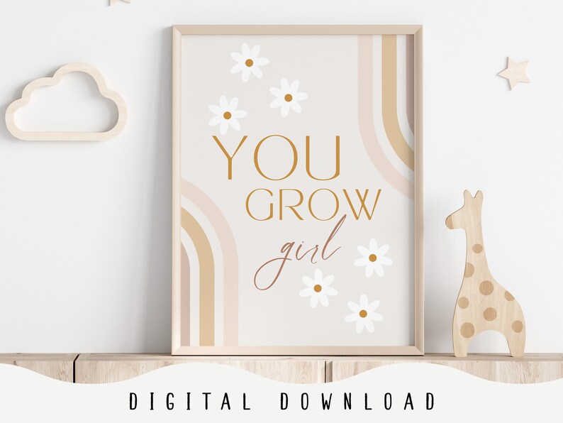 You Grow Girl Printable Daisy Decor Baby Girl Nursery Decor - Etsy
