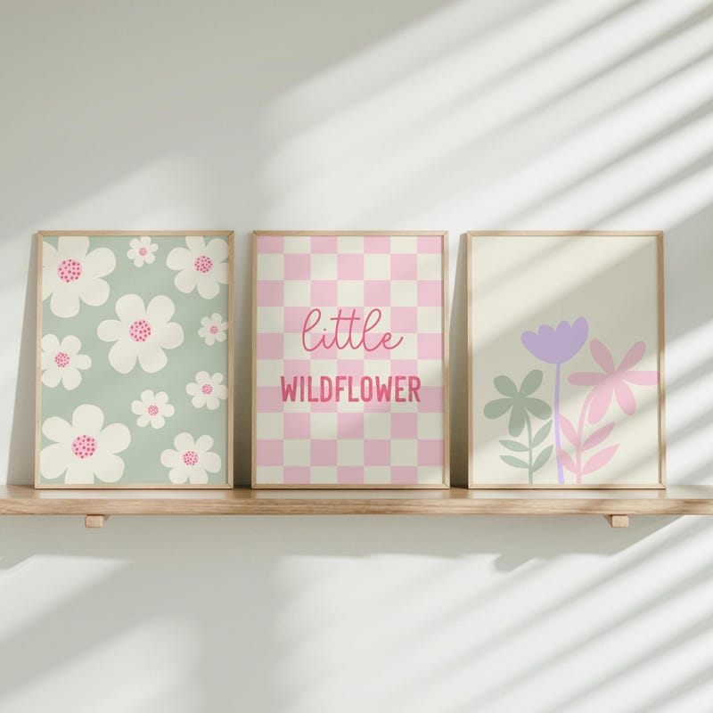 Daisy Pink Nursery Prints - Etsy UK