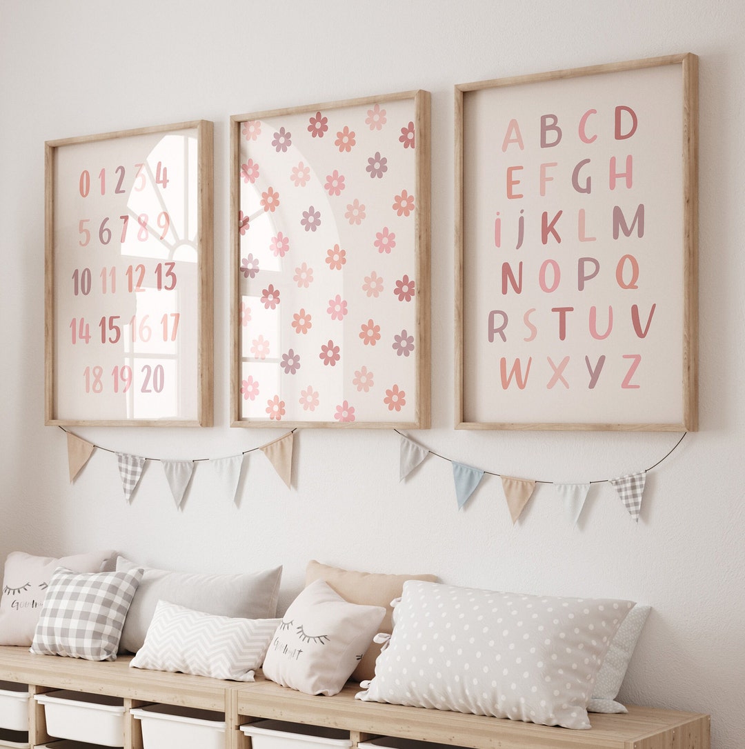 Nursery Prints Set: ABC, Numbers, Daisy Wall Art (digital Download) - Etsy