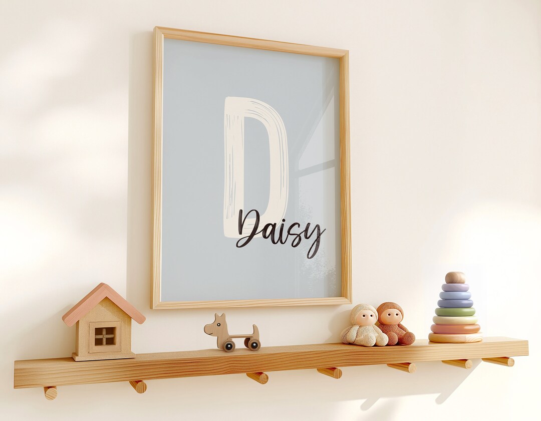 Custom Name Print: Blue Nursery Decor, Initial Sign (digital Download ...
