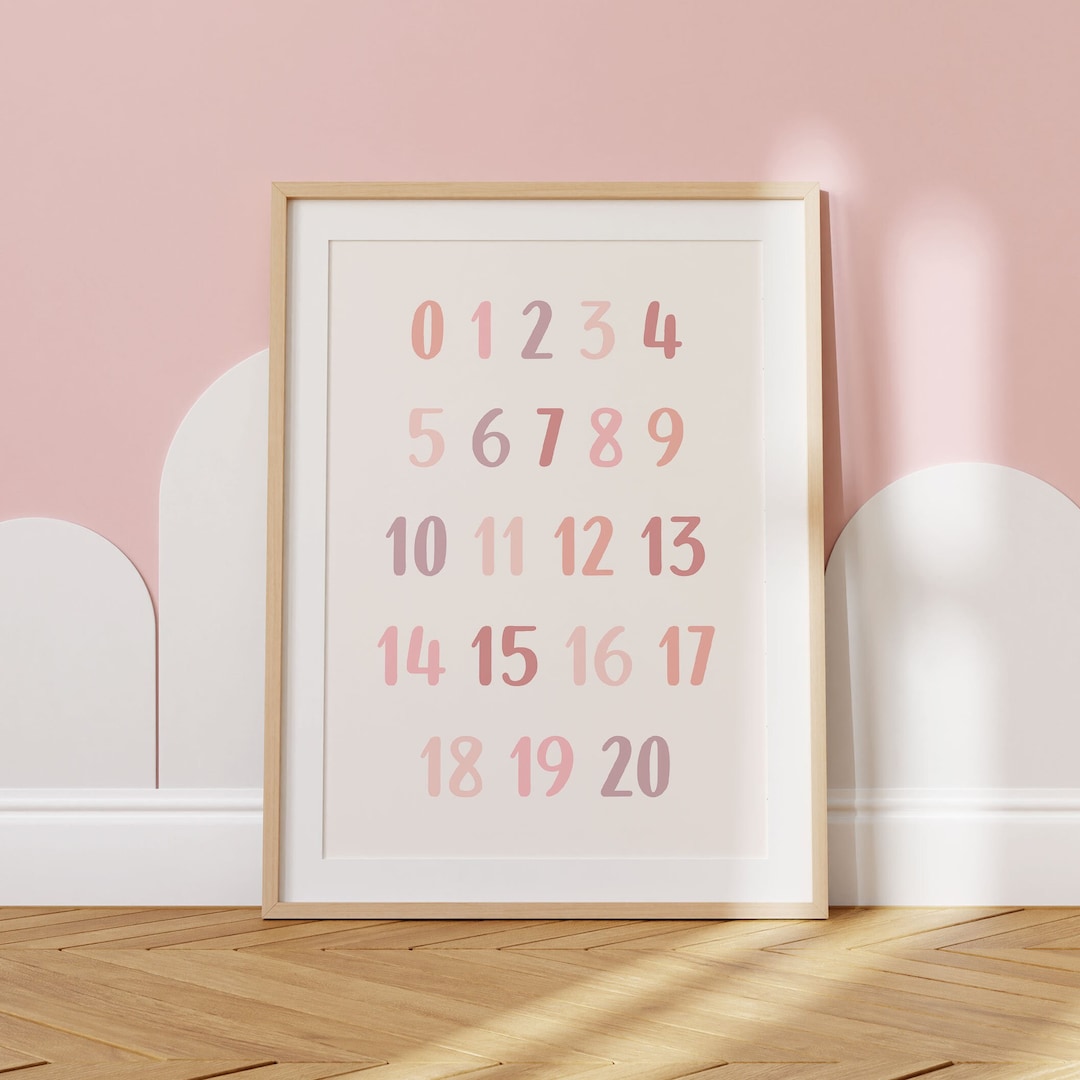 Pink Numbers Poster: Educational Nursery Wall Art (digital Download) - Etsy