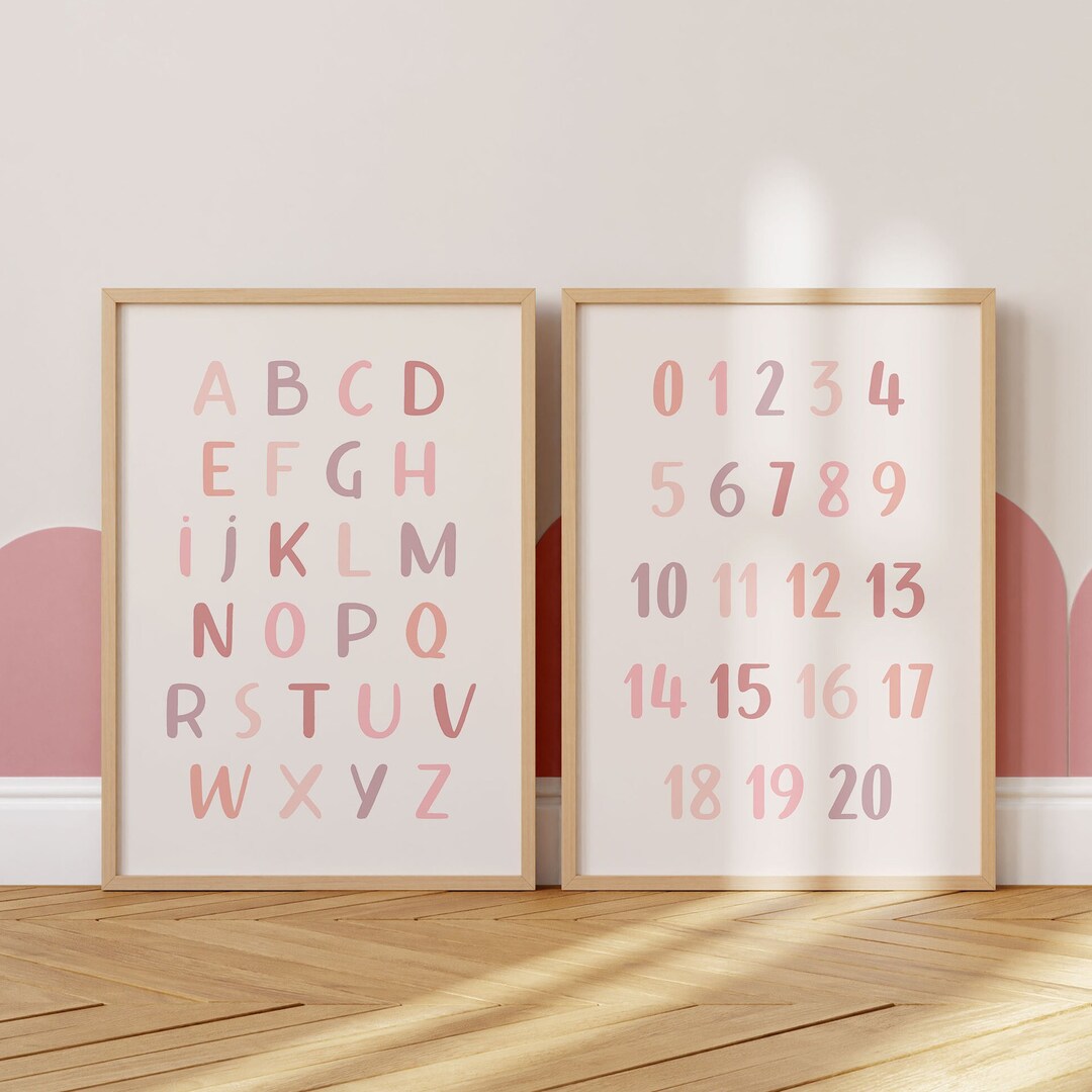 Kids Alphabet Poster, Numbers Printable, Daisy Wall Art, ABC Poster ...