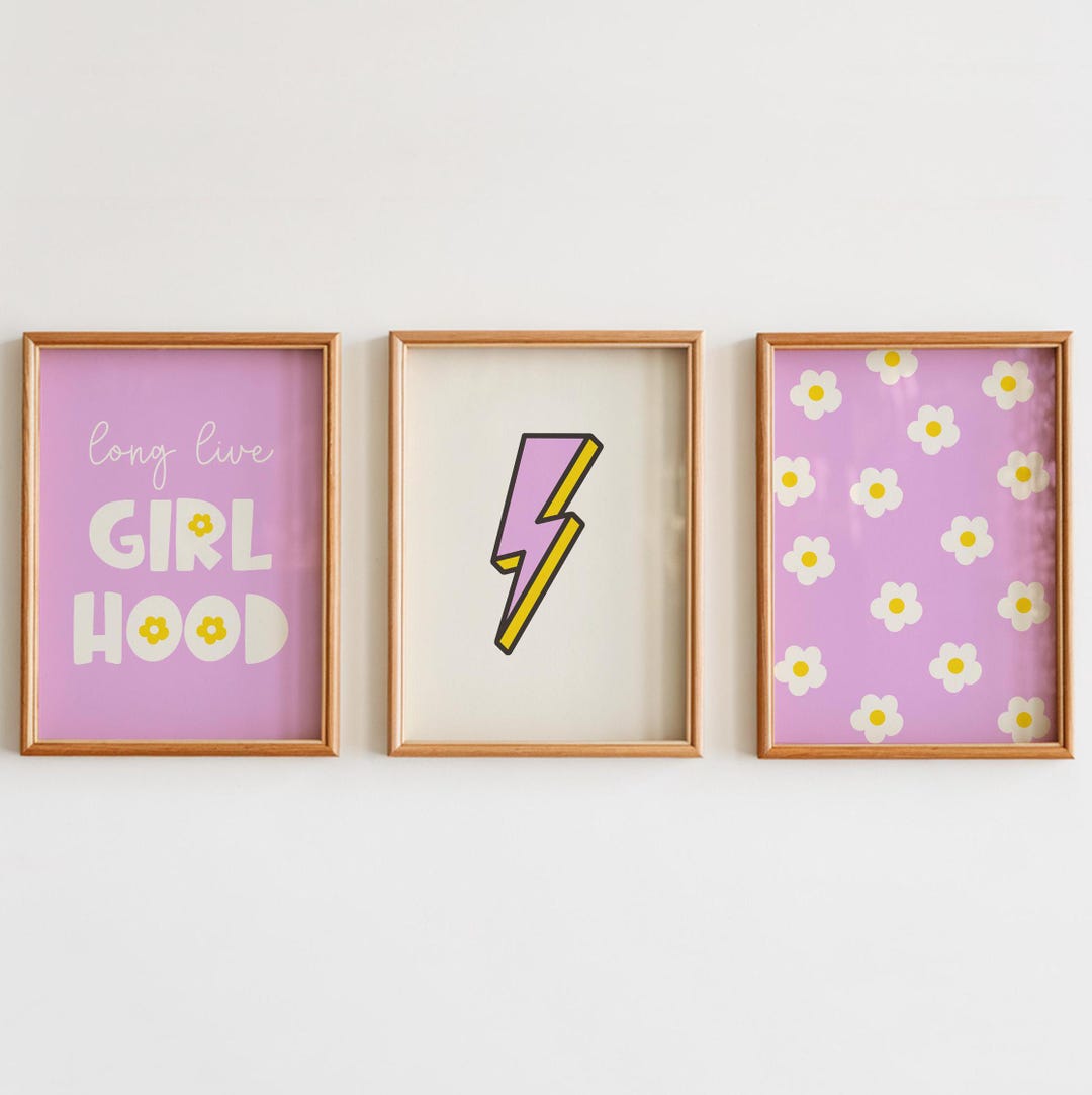 Lilac Long Live Girlhood Prints, Set of 3 Prints for Girls Room Gallery ...