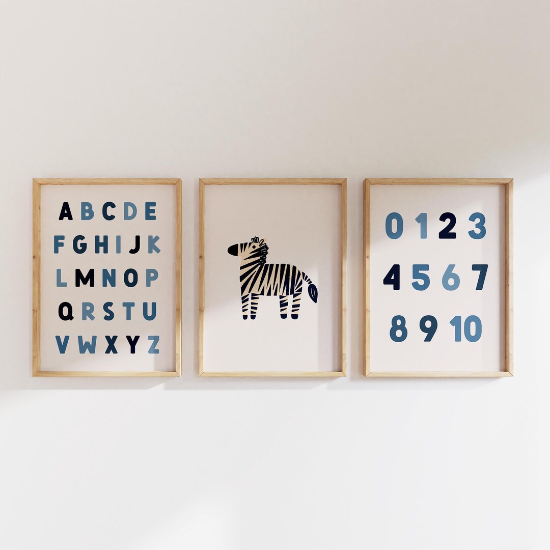 Educational Posters, Kids Alphabet and Number Poster, Nursery Wall Art ...