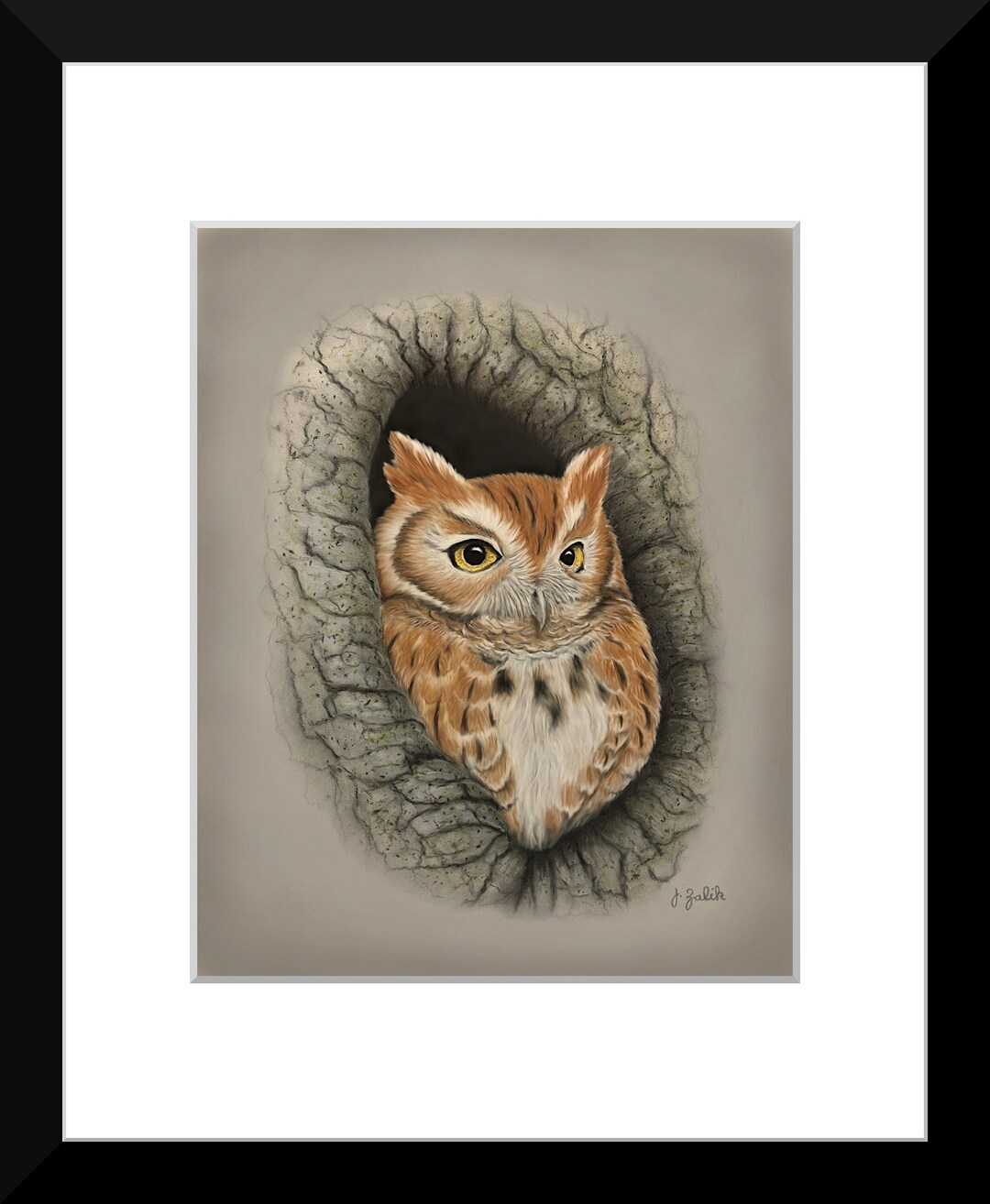 Screech Owl Art Print, Bird Art, Screech Owl Painting, Home Decor, Red ...