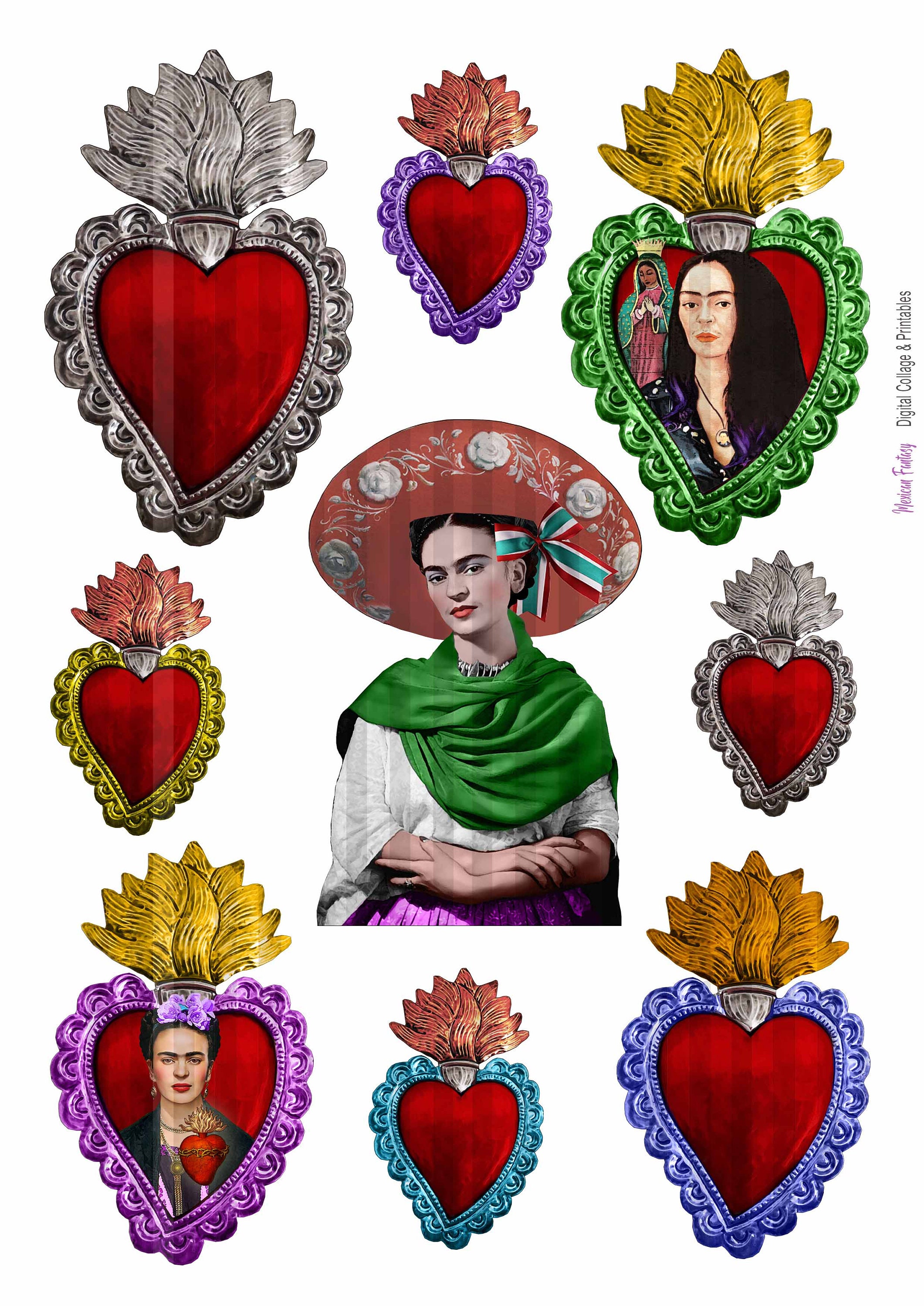 Digital Kit Sacred Heart Mexican Milagro Reliquary 60 Digital ...