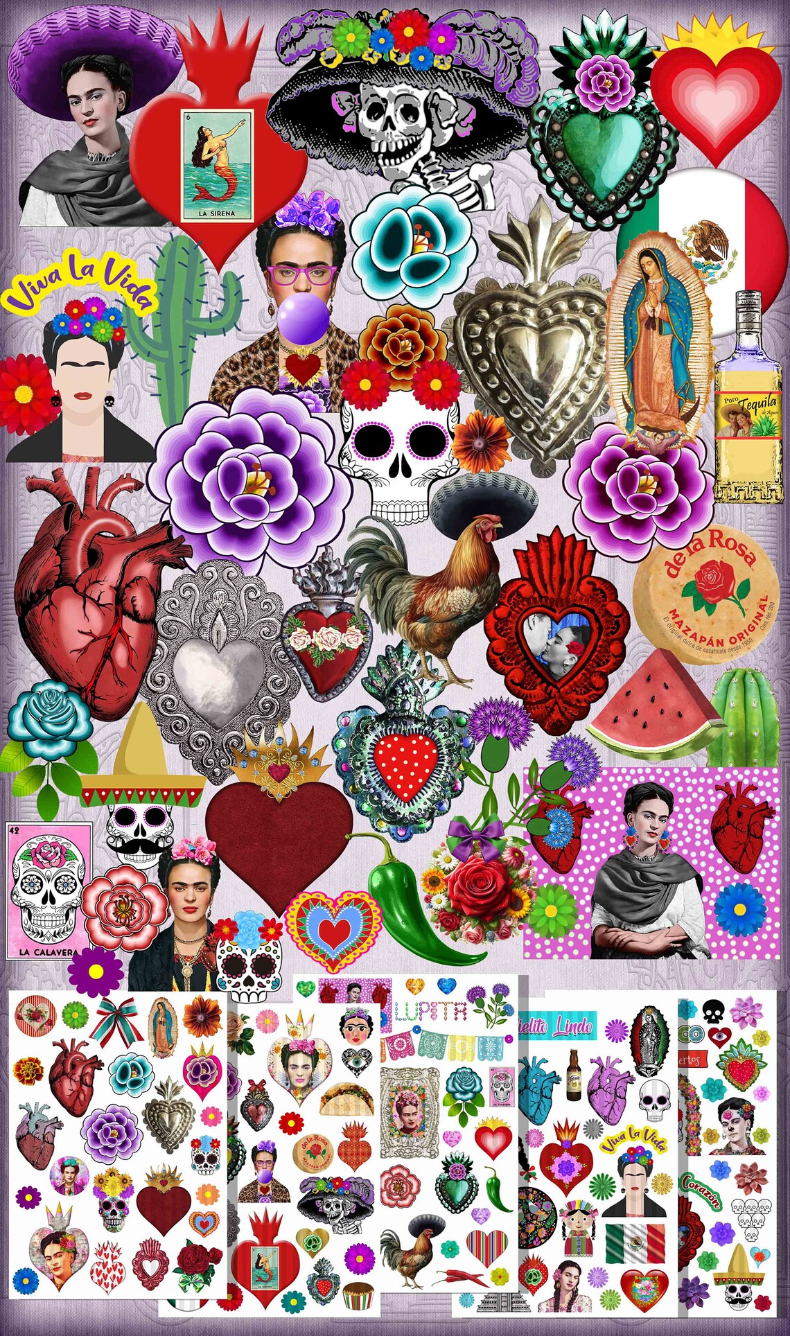Digital Kit Sacred Heart Mexican Milagro Reliquary 60 Digital ...