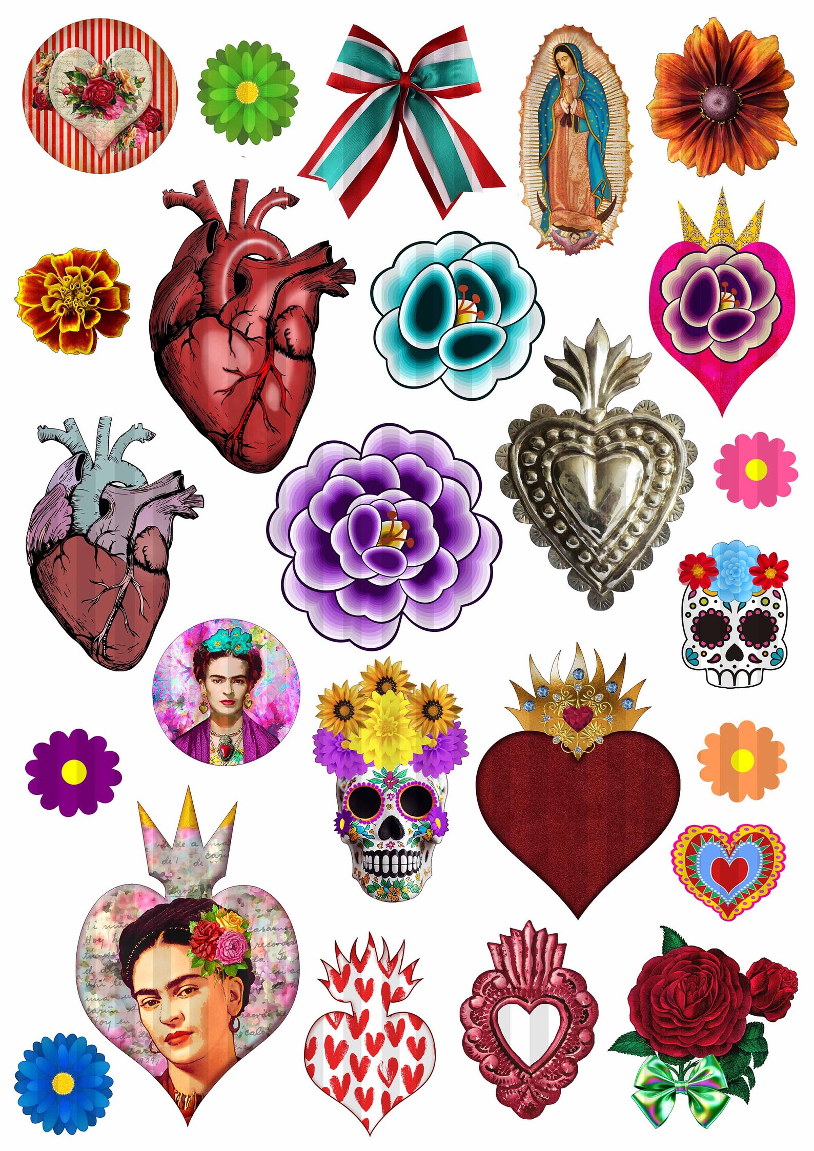 Digital Kit Sacred Heart Mexican Milagro Reliquary 60 Digital ...