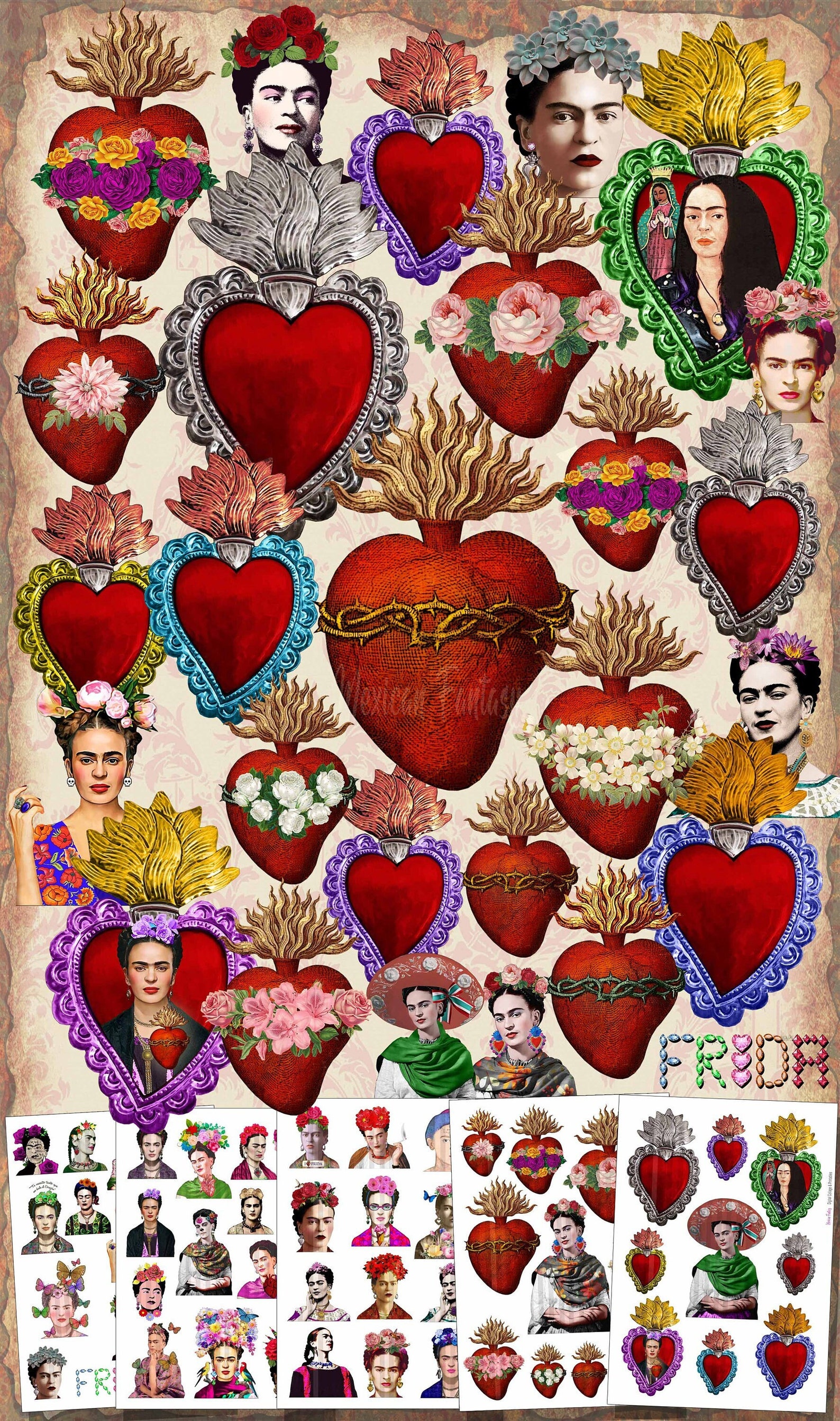 Digital Kit Sacred Heart Mexican Milagro Reliquary 60 Digital ...