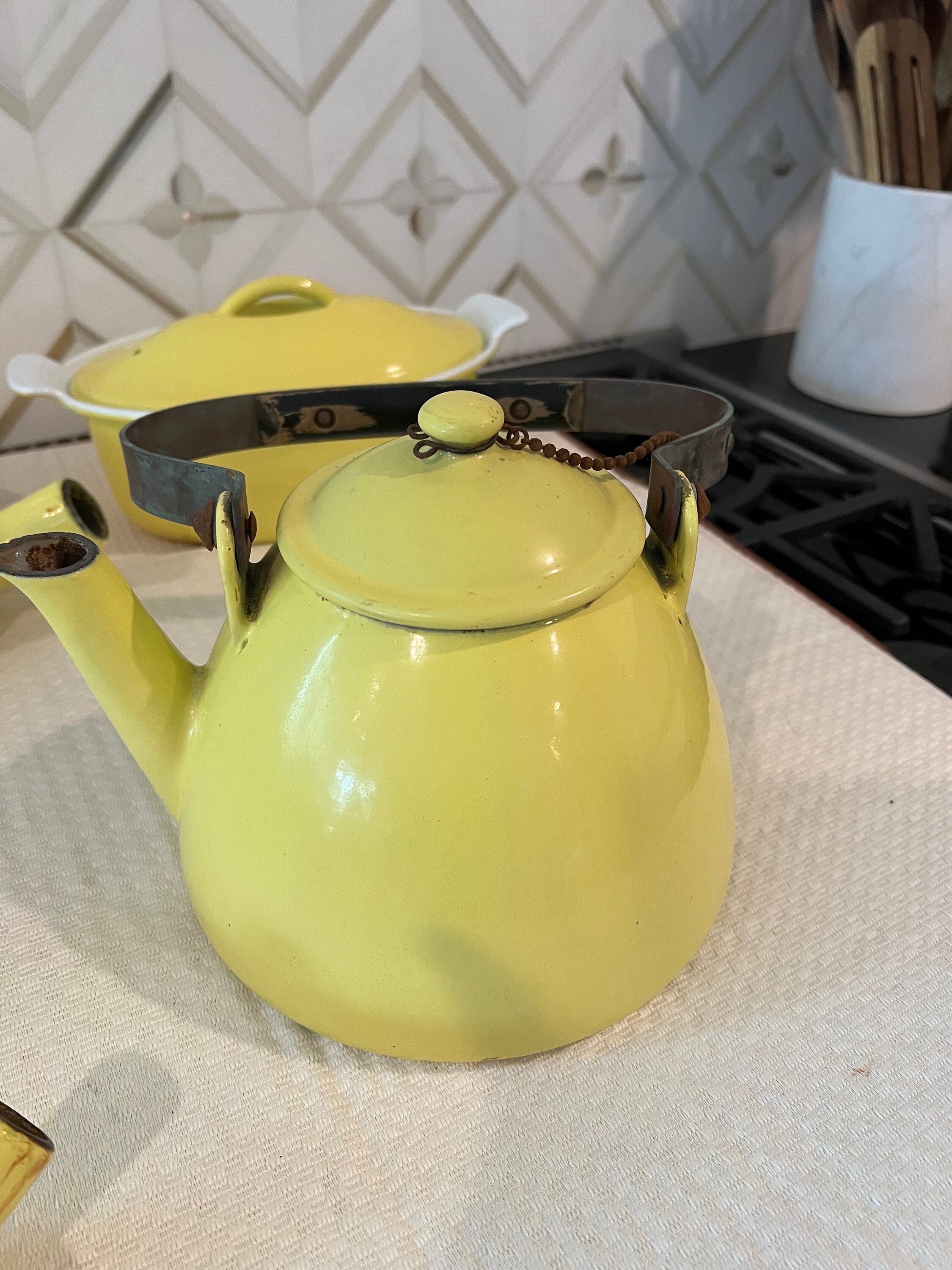 Rare Vintage Descoware Set of Pots and Pans, Melted Butter Pot, Tea ...
