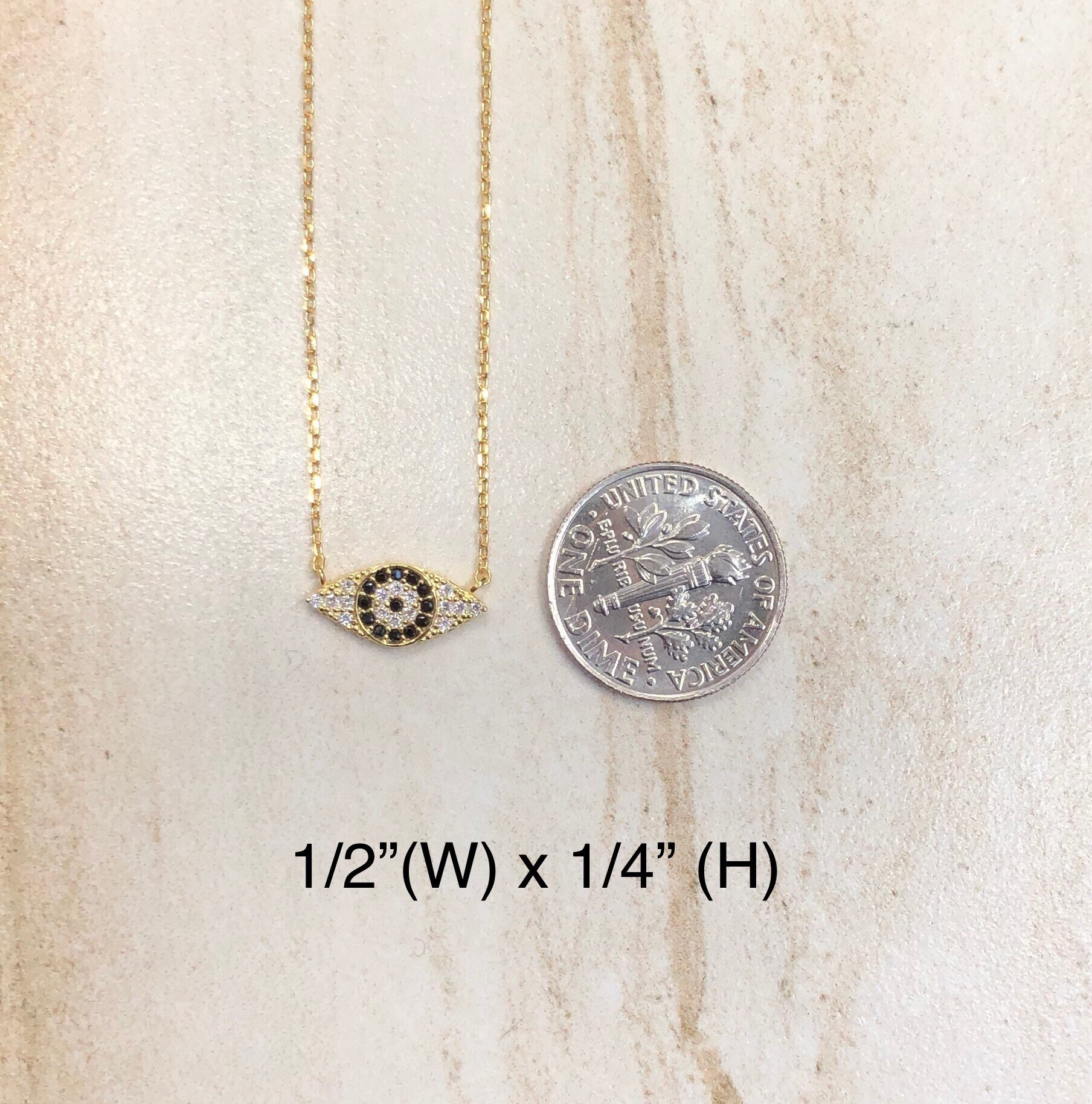 Tiny Evil Eye Necklace 92.5 Sterling Silver Dainty BLACK CZ - Etsy