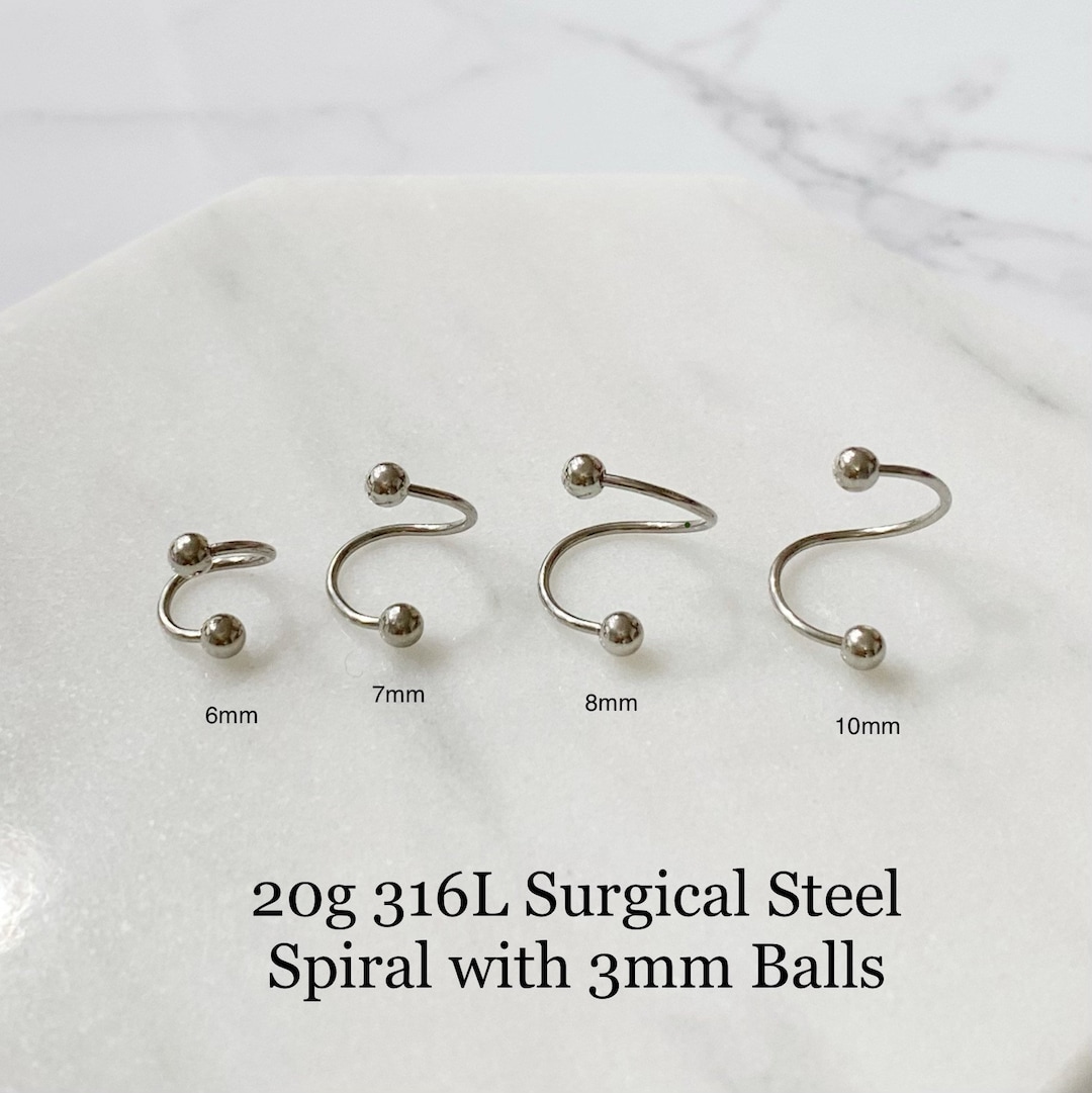 20g Surgical Steel Spiral Piercing: Cartilage, Eyebrow, Rook, Helix - Etsy