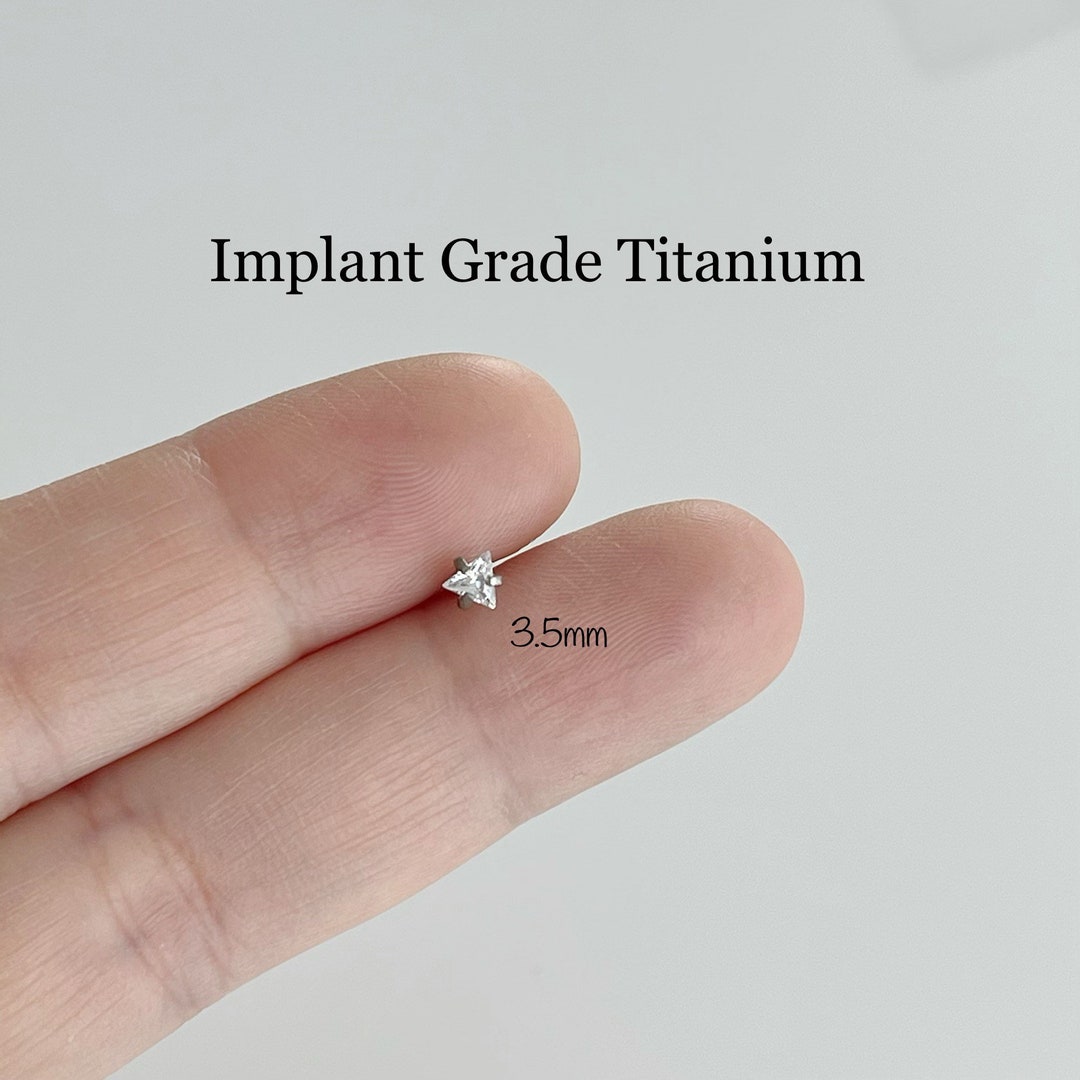 16g Titanium Internally Threaded Labret: Triangle CZ Tragus Cartilage - Etsy