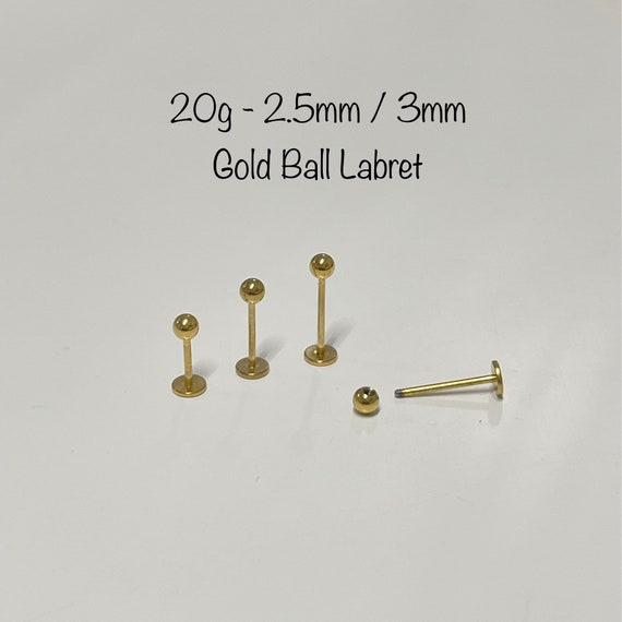 20g 2 mm 2 5 mm 3 mm Goldkugel Labret Single Goldkugel 316L Chirurgenstahl Knorpel Piercing Tragus Helix Muschel