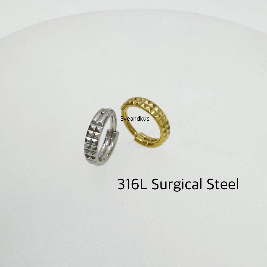 16g Double Lined Spike Dent Hoop, Helix, Conch, Cartilage Hoop, 316L ...