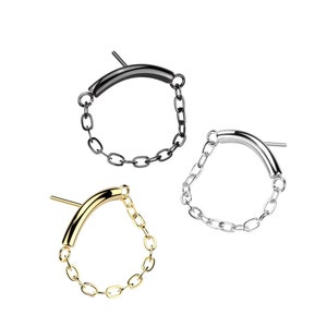 Titanium Curved Bar Chain Piercing: 16g/18g/20g Helix Labret - Etsy