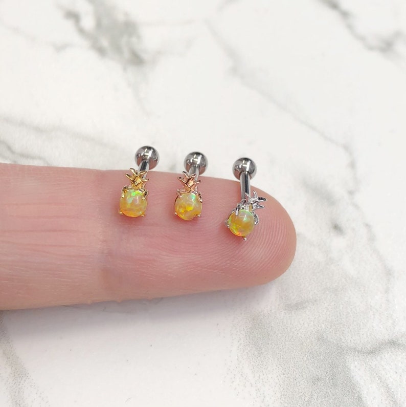 Opal Pineapple Piercing Teeny Tiny Opal Piercing Cartilage | Etsy