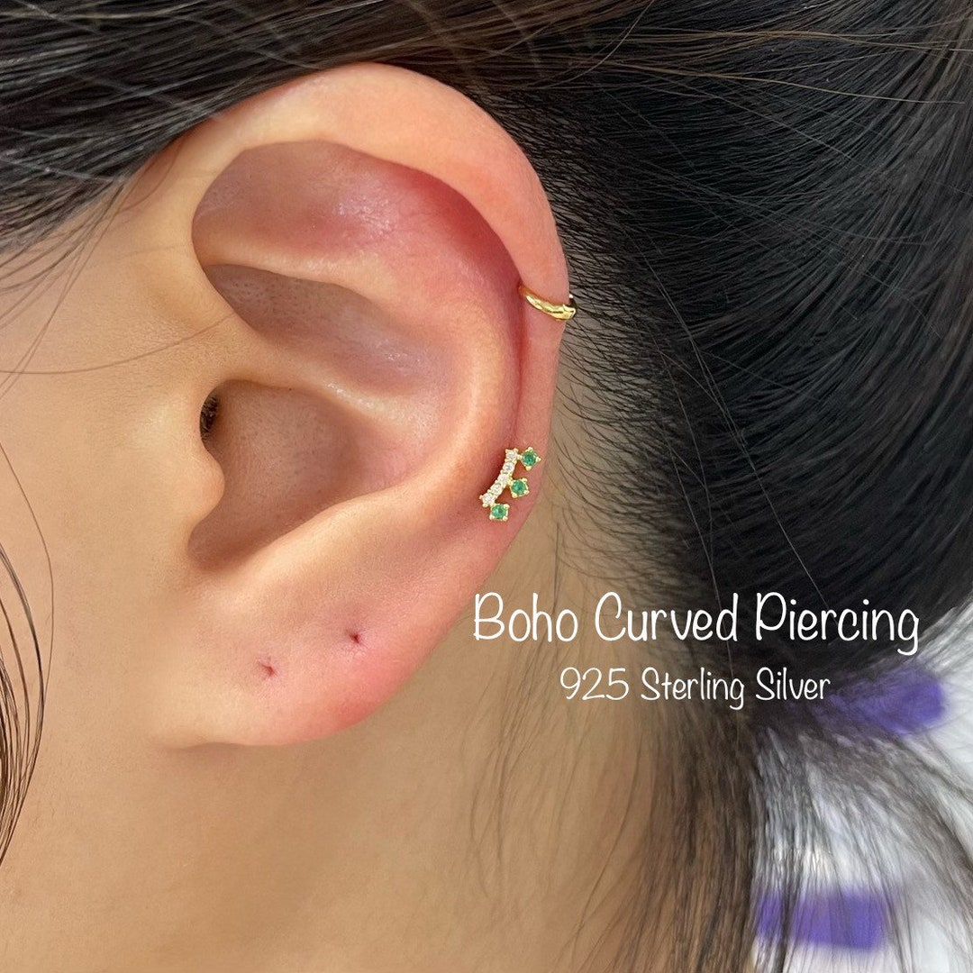 18g Curved Boho PiercingEinzelstuck 925 Sterling Silber Piercing Tragus Mid Cartilage Helix Etsy