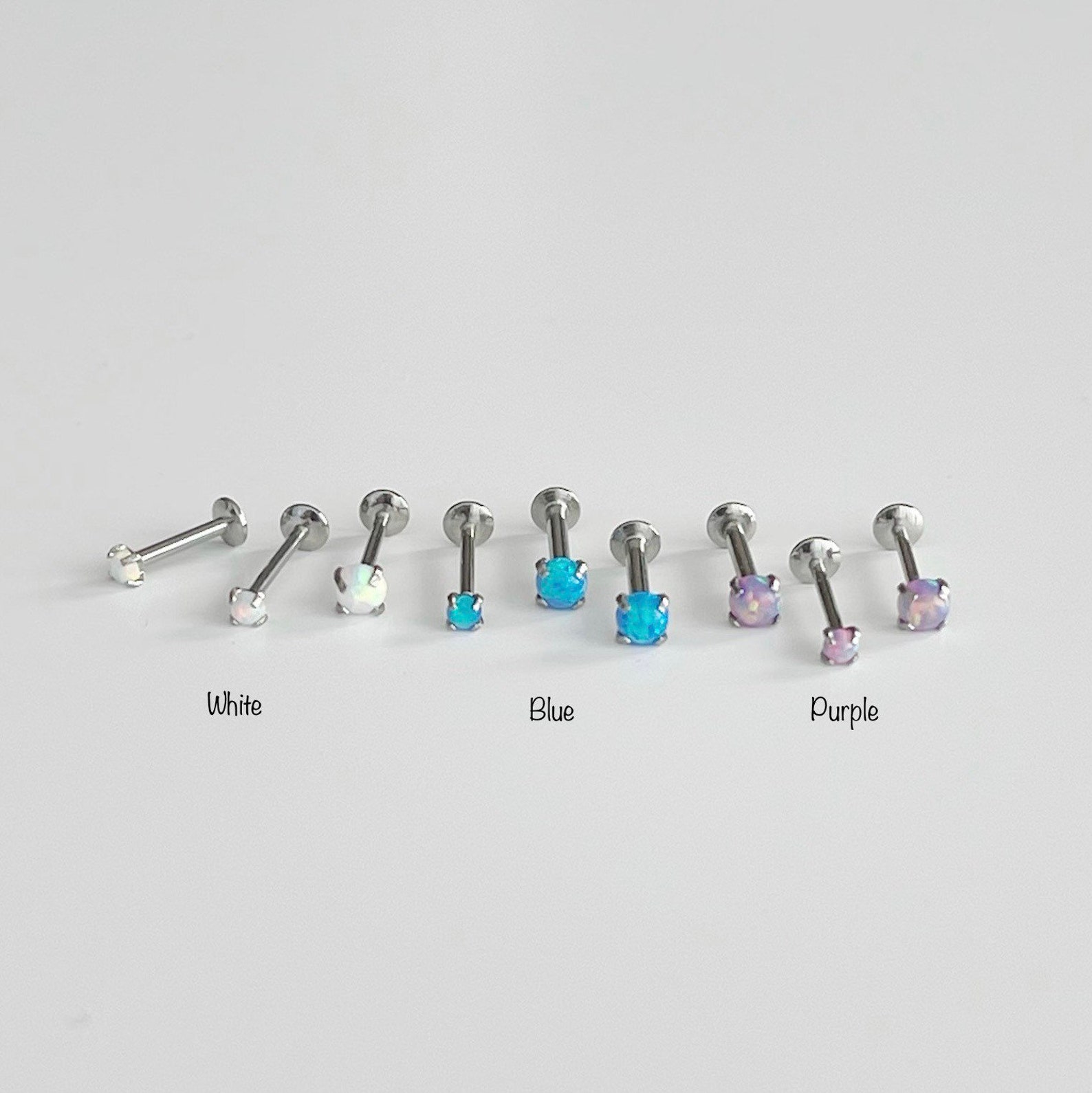 Tiny Opal Labret 2mm/3mm Push in Prong Setting - Etsy