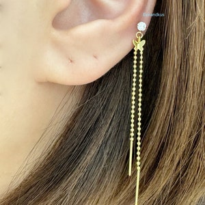 16g Butterfly With Beaded Chain Cartilage Piercing, Internally Threaded ...