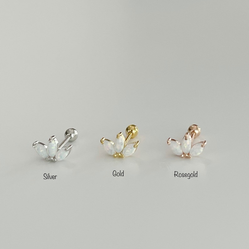 Genuine OPAL Crown Piercing single Triple Marquise Opal | Etsy